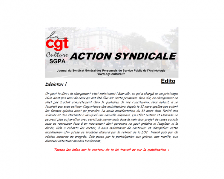 Action Syndicale décembre 2016 - la CGT Culture