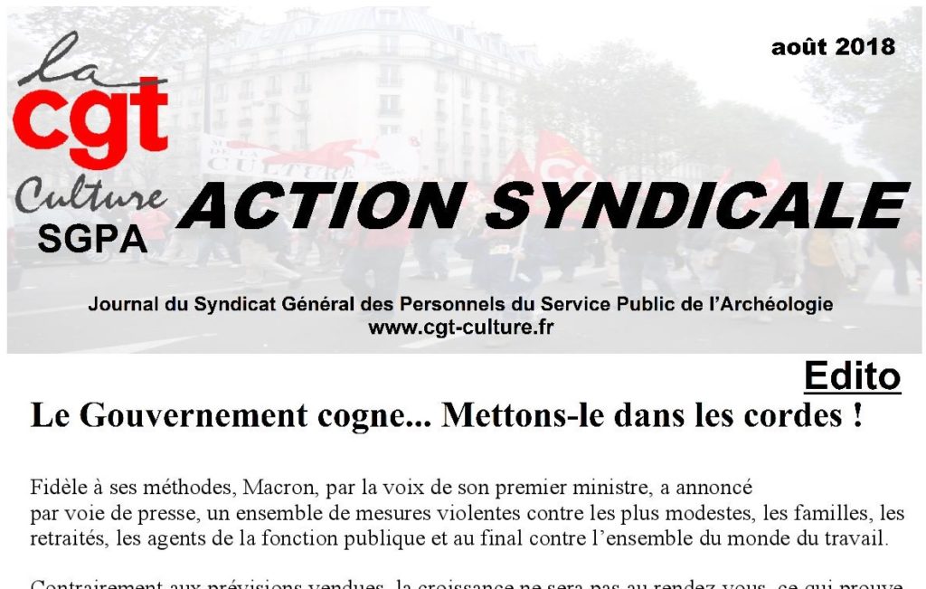 Action syndicale août 2018 - la CGT Culture